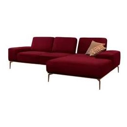 Ecksofa W.Schillig "run" Sofas Gr. B/H/T: 279cm x 88cm x 178cm, Flachgewebe W82, Recamiere rechts, mit Sitztiefenverstellung, rot (merlot w82) mit Holzsockel, Füße in Bronze pulverbeschichtet, Breite 279 cm