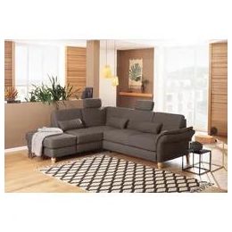 Ecksofa Home Affaire "Palace L-Form" Sofas Gr. B/H/T: 259 cm x 89 cm x 225 cm, Struktur, Ottomane links, mit Bettfunktion-mit Stauraum, braun incl. Sitztiefenverstellung, wahlweise mit Bettfunktion und Stauraum