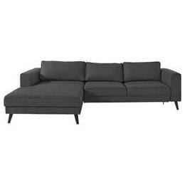 Ecksofa Inosign "Lumber Jack, L-Form" Sofas Gr. B/H/T: 280cm x 85cm x 167cm, Struktur grob, Recamiere links, mit Schlaffunktion und Bettkasten, schwarz (obsidian) in moderner Optik