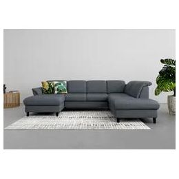 Sit & More Wohnlandschaft SIT & MORE "Maggiore U-Form" Sofas Gr. B/T: 312cm x 224cm, Soft clean, Ottomane rechts, mit Kopfteilverstellung-ohne Bettfunktion-ohne Stauraum-Fussfarbe: schwarz matt, grau (dunkelgrau) wahlweise mit Kopfteilverstellung, Bettfunktion und Stauraum