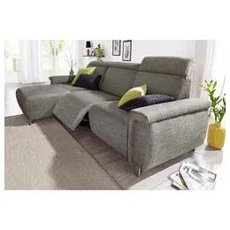 Sit & More Ecksofa SIT & MORE "Township L-Form", grau, B:253cm H:102cm T:168cm, Luxus-Microfaser (100% Polyester), NaturLEDER Punch (echtes Rindsleder) in Sitz und Rücken. Korpus in passendem Kunstleder SOFTLUX bezogen, Luxus-Microfaser ALTARA NUBUCK (100% Polyester), Sofas, wahlweise mit elektrischer Wallfree-Funktion