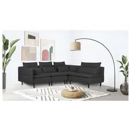 Ecksofa Andas "ALVIK L-Form" Sofas Gr. B/H/T: 262cm x 88cm x 172cm, Struktur fein, Ottomane rechts, Ottomane rechts, grau (anthrazit) zusammengesetzt aus Modulen, erweiterbar mit Modulen der Serie