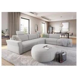 Sit & More Ecksofa SIT & MORE "Cadabra L-Form" Sofas Gr. B/H/T: 356cm x 80cm x 292cm, Soft clean, Ottomane rechts, silberfarben (silber) Breite 356 cm, mit Sitztiefenverstellung