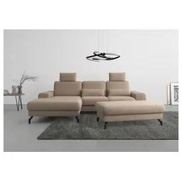 Sit & More Ecksofa SIT&MORE "Cinturo L-Form" Sofas Gr. B/H/T: 283 cm x 88 cm x 175 cm, Soft clean, mega-Recamiere links, inklusive Sitztiefenverstellung-inklusive Federkern, grau (taupe) inklusive Sitztiefenverstellung und Federkern, Sitzhöhe 45 cm