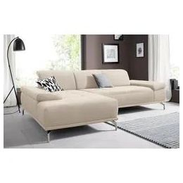 Ecksofa Places of Style "Caluna L-Form" Sofas Gr. B/H/T: 269cm x 97cm x 174cm, Struktur flausch, Recamiere links, beige (creme) mit Sitztiefen- und Kopfteilverstellung