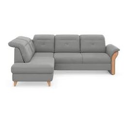 Ecksofa Home Affaire "Dangast L-Form" Sofas Gr. B/H/T: 269cm x 92cm x 200cm, Luxus-Microfaser Euphoria, Ottomane links, ohne Bett und ohne Bettkasten-ohne Relaxfunktion, grau Kopfteilverstellung, wahlweise mit motorischer Relaxfunktion