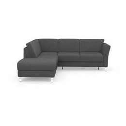 Sit & More Ecksofa SIT & MORE "Visby L-Form" Sofas Gr. B/H/T: 248cm x 87cm x 213cm, Luxus-Microfaser Paris, Ottomane links, mit Bettfunktion-mit Bettkasten, grau Wahlweise mit Bettfunktion und Stauraum, frei im Raum stellbar