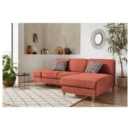 Sit & More Ecksofa SIT & MORE "Clio L-Form" Sofas Gr. B/H/T: 246cm x 89cm x 165cm, Luxus-Microfaser Paris, Recamiere rechts, ohne Bettfunktion-ohne Bettkasten, orange (terra) wahlweise mit Bettfunktion oder Vorziehsitz und Bettkasten, Federkern