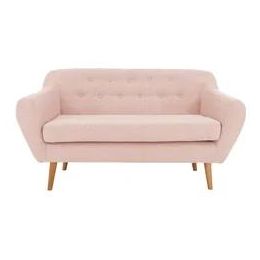 2-Sitzer Andas "Renne" Sofas Gr. B/H/T: 128cm x 78cm x 73cm, Struktur fein, rosa (rosé) mit Heftung im Rücken skandinavischem Stil