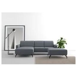 Sit & More Ecksofa SIT & MORE "Bailando L-Form" Sofas Gr. B/H/T: 251cm x 84cm x 163cm, Chenille, Recamiere links, ohne Kopfteilverstellung-ohne Vorziehsitz, blau (blaugrau) wahlweise mit Kopfteilverstellung und Vorziehsitz, motorisch