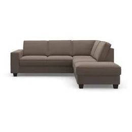 Ecksofa Home Affaire "County L-Form" Sofas Gr. B/H/T: 236cm x 81cm x 213cm, Luxus-Microfaser weich, Ottomane rechts, mit Bettfunktion-mit Bettkasten, grau (taupe) wahlweise Ottomane links oder rechts, mit Federkern-Polsterung