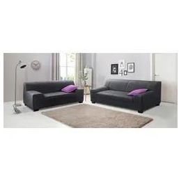 Polstergarnitur DOMO collection "Amando" Sitzmöbel-Sets Gr. H/T: 74cm x 79cm, Kunstleder SOFTLUX, ohne Funktion, schwarz bestehend aus 2er- und 3er-Sofa