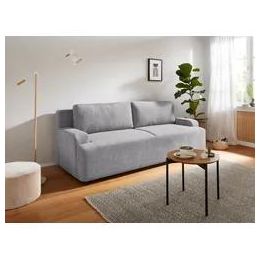 Schlafsofa Andas "Halbschlaf" Sofas Gr. B/H/T: 225cm x 90cm x 95cm, Struktur, grau mit Bettfunktion und Bettkasten