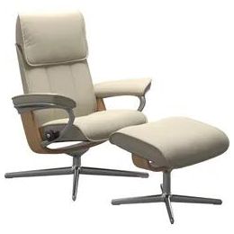 Relaxsessel stressless "Admiral" Sessel Gr. Leder BATICK, Cross Base Eiche, Relaxfunktion-Drehfunktion-PlusTMSystem-Gleitsystem-BalanceAdaptTM, B/H/T: 93cm x 103cm x 79cm, beige (cream batick) mit Cross Base, Größe M & L, Holzakzent Eiche