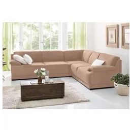 Ecksofa Home Affaire "Telos L-Form" Sofas Gr. B/H/T: 259cm x 80cm x 289cm, Microfaser PRIMABELLE, langer Schenkel links, ohne Funktion, braun (café) mit Boxspring-Federung und in 3 Qualitäten