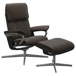 Relaxsessel stressless "Admiral" Sessel Gr. Leder BATICK, Cross Base Schwarz, Relaxfunktion-Drehfunktion-PlusTMSystem-Gleitsystem-BalanceAdaptTM, B/H/T: 84cm x 100cm x 73cm, braun (brown batick) mit Cross Base, Größe M & L, Holzakzent Schwarz