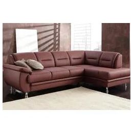 Sit & More Ecksofa SIT & MORE "Mailand L-Form" Sofas Gr. B/H/T: 250cm x 85cm x 164cm, Kunstleder SOFTLUX, Ottomane rechts, ohne Bettfunktion, braun (kastanie) wahlweise mit Bettfunktion