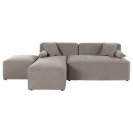 Ecksofa Andas "Sundstrup L-Form" Sofas Gr. B/H/T: 220cm x 76,5cm x 153cm, Samtoptik, Ottomane links, grau (taupe) Modulserie, individuelle Zusammenstellung