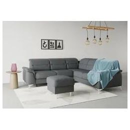 Sit & More Ecksofa SIT & MORE "Sinatra L-Form", grau (dunkelgrau), B:251cm H:85cm T:231cm, 98% Polyester, 2% Polyamid, Sofas, optional mit Kopfteilverstellung und Armteilfunktion