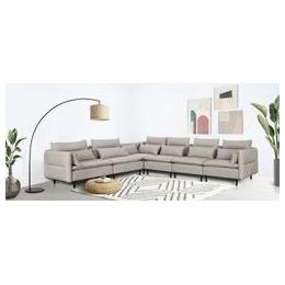 Ecksofa Andas "ALVIK L-Form" Sofas Gr. B/H/T: 344cm x 88cm x 262cm, Struktur fein, langer Schenkel rechts, langer Schenkel rechts, beige zusammengesetzt aus Modulen, erweiterbar mit Modulen der Serie