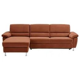 Ecksofa CALIZZA INTERIORS "Onyx L-Form" Sofas Gr. B/H/T: 270cm x 90cm x 158cm, Flachgewebe, Recamiere links, mit Bettfunktion mit Bettkasten, orange (terra) Recamiere links oder rechts, wahlweise mit Bettfunktion, Breite 270 cm