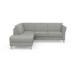 Sit & More Ecksofa SIT & MORE "Visby L-Form" Sofas Gr. B/H/T: 248cm x 87cm x 213cm, Luxus-Microfaser Paris, Ottomane links, ohne Bettfunktion-ohne Bettkasten, silberfarben (silber) Wahlweise mit Bettfunktion und Stauraum, frei im Raum stellbar