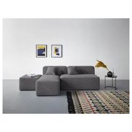 Ecksofa Andas "Sundstrup L-Form" Sofas Gr. B/H/T: 220cm x 76,5cm x 153cm, Struktur weich, Ottomane rechts, grau (anthrazit) Modulserie, individuelle Zusammenstellung