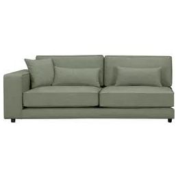 Ecksofa OTTO products "Grenette" Sofas Gr. B/H/T: 204cm x 77cm x 100cm, Samtoptik recycelt, Armlehne links, Armlehne links, grün frei oder als Teil des Modulsofas, Baumwollmix recycelte Stoffe