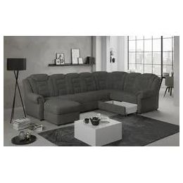 Wohnlandschaft Home Affaire "Boston U-Form" Sofas Gr. B/H/T: 333 cm x 102 cm x 216 cm, Chenille, langer Schenkel rechts-Recamiere links-Bettfunktion links, Mit Bettfunktion-mit Schubkasten, grau (anthracite) Gemütliche Wohnlandschaft mit hoher Rückenlehne in klassischem Design