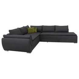 Ecksofa Inosign "Göteborg" Sofas Gr. B/H/T: 320cm x 93cm x 253cm, Struktur (100% Polyester), Recamiere rechts, mit Taschen-Federkernmatratze und Kaltschaum-Topper, grau (anthrazit) mit Boxspring-Bettfunktion und Bettkasten, Dauerschlaffunktion, Topper