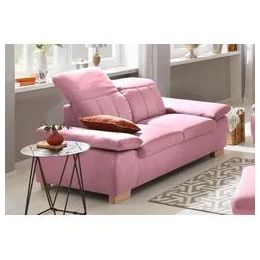 2-Sitzer Home Affaire "Bergamo" Sofas Gr. B/H/T: 195cm x 77cm x 90cm, Struktur fein, ohne Funktion, rosa (rosé) mit Armlehn-und Rückenfunktion, Federkern