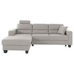 Ecksofa Trendmanufaktur "Chamber, L-Form" Sofas Gr. B/H/T: 247cm x 85cm x 165cm, Struktur grob, Recamiere links, Ohne Schlaffunktion, grau (quiet grey) inklusive einer Kopfstütze, wahlweise mit Schlaffunktion