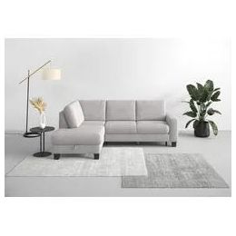 Ecksofa Home Affaire "Summer L-Form" Sofas Gr. B/H/T: 236 cm x 91 cm x 170 cm, Feincord, Ottomane links, mit Bettfunktion-mit Bettkasten-mit Federkern, silberfarben (silber) mit Ottomane, oder ohne Bettfunktion und Bettkasten, Cord-Bezug