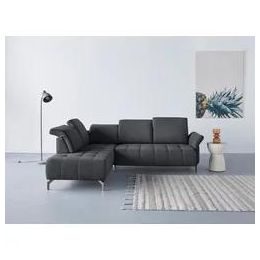 Ecksofa Inosign "Fresh L-Form" Sofas Gr. B/H/T: 260cm x 79cm x 220cm, Olympia EASY CLEAN, Ottomane links, mit Armteilverstellung-mit Kopfteilverstellung-mit Vorziehsitz motorisch, grau (dunkelgrau) Federkern, wahlweise Kopfteilverstellung und motorischer Vorziehsitz