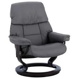 Relaxsessel stressless "Ruby", grau (grau batick), B:79cm H:98cm T:76cm, Leder BATICK: BATICK ist ein leicht korrigiertes, durchgefärbtes und genarbtes Möbelleder, bei dem die meisten Unebenheiten und Spuren in der Regel entfernt wurden., Leder PALOMA: PALOMA ist ein durchgefärbtes Semianilin-Möbelleder mit natürlicher Narbung., Sessel, mit Classic Base, Größe M, Gestell Eiche, Wenge, Braun & Schw