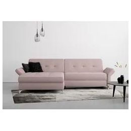 Ecksofa Inosign "Maredo L-Form" Sofas Gr. B/H/T: 284 cm x 89 cm x 179 cm, Chenille-Optik, mega-Recamiere links, ohne Kopfteilverstellung, ohne Armteilfunktion, rosa (rose) Federkern, wahlweise auch mit Kopfteil- und Armlehnverstellung