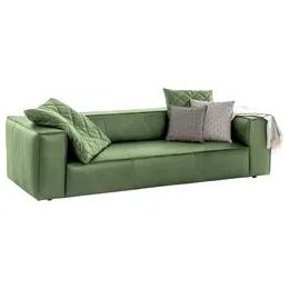 3-Sitzer W.Schillig "around-the-block" Sofas Gr. B/H/T: 260 cm x 66 cm x 104 cm, Longlife Xtra-Leder Z69, grün (green z69) mit eleganter Biese, Federkern