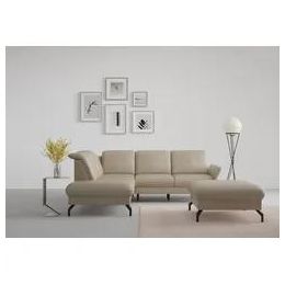 Sit & More Ecksofa SIT & MORE "Fashion L-Form" Sofas Gr. B/H/T: 250cm x 84cm x 207cm, Luxus-Microfaser mit Prägung, Ottomane links, mit Kopfteilverstellung-mit Vorziehsitz, motorisch, beige wahlweise mit Kopfteilverstellung und Vorziehsitz, motorisch