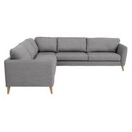 Ecksofa Home Affaire "MARSEILLE 278/278 cm, L-Form" Sofas Gr. B/H/T: 278 cm x 88 cm x 278 cm, Struktur fein, gleichschenklig, weiß (silver) gleichschenklig, aus Eiche-Massivholz Beinen, verschiedene Bezüge