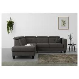 Sit & More Ecksofa SIT & MORE "Belluci L-Form", grau (dunkelgrau), B:249cm H:85cm T:195cm, Sofas, inklusive Federkern, wahlweise mit Bettfunktion und Bettkasten