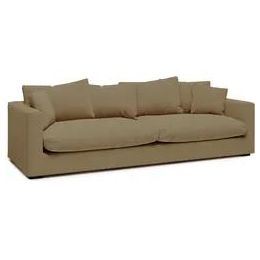 Big-Sofa Home Affaire "Coray" Sofas Gr. B/H/T: 266 cm x 80 cm x 113 cm, Struktur grob, braun (light brown) extra weich und kuschelig, Füllung mit Federn Daunen