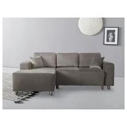 Guido Maria Kretschmer Home & Living Ecksofa GUIDO MARIA KRETSCHMER HOME & LIVING "Györ" Sofas Gr. B/H/T: 235cm x 88cm x 160cm, Samtoptik, Recamiere links, ohne Bettfunktion-ohne Bettkasten, grau (hellgrau) L-Form, wahlweise mit Bettfunktion und Bettkasten incl. 2 Zierkissen