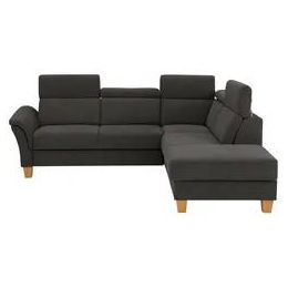 Ecksofa Home Affaire "Conville L-Form" Sofas Gr. B/H/T: 247cm x 84cm x 217cm, Webstoff, Ottomane rechts, inkl.Kopfteilverstellung, mit Bettfunktion und Stauraum, braun (espresso) Federkern, wahlweise mit Bettfunktion und Bettkasten bzw. Stauraum