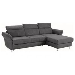 Sit & More Ecksofa SIT & MORE "Avignon L-Form" Sofas Gr. B/H/T: 259cm x 97cm x 172cm, Luxus-Microfaser, Recamiere rechts, mit Kopfteilverstellung-mit Bettfunktion, grau (anthrazit) Kopfteilverstellung, wahlweise mit Bettfunktion und Bettkasten