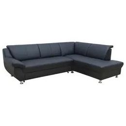 Ecksofa DOMO collection "Pilar L-Form" Sofas Gr. B/H/T: 254cm x 80cm x 186cm, Kunstleder SOFTLUX, Ottomane rechts, ohne Funktion, schwarz mit Ottomane, wahlweise Bettfunktion