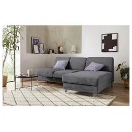 Sit & More Ecksofa SIT & MORE "Clio L-Form" Sofas Gr. B/H/T: 246cm x 89cm x 165cm, Luxus-Microfaser Paris, Recamiere rechts, mit manuellem Vorziehsitz-mit Bettkasten, grau wahlweise mit Bettfunktion oder Vorziehsitz und Bettkasten, Federkern