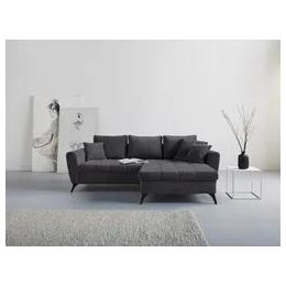 Ecksofa Inosign "Lörby L-Form" Sofas Gr. B/H/T: 246 cm x 90 cm x 170 cm, Aqua Clean Pascha, Recamiere rechts, Aqua Clean Pascha, grau (anthrazit) auch mit Aqua clean-Bezug, feine Steppung im Sitzbereich, lose Kissen