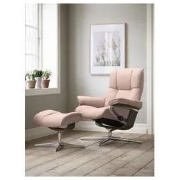 Relaxsessel stressless "Mayfair" Sessel Gr. ROHLEDER Stoff Q2 FARON, Cross Base Wenge, Relaxfunktion-Drehfunktion-PlusTMSystem-Gleitsystem-BalanceAdaptTM, B/H/T: 79cm x 102cm x 73cm, pink (light q2 faron) mit Cross Base, Größe S, M & L, Holzakzent Wenge