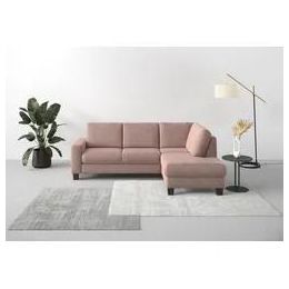 Ecksofa Home Affaire "Summer L-Form" Sofas Gr. B/H/T: 236 cm x 91 cm x 170 cm, Feincord, Ottomane rechts, ohne Bettfunktion-ohne Bettkasten-ohne Federkern, rosa (altrosa) mit Ottomane, oder ohne Bettfunktion und Bettkasten, Cord-Bezug