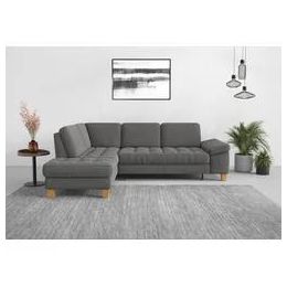 Sit & More Ecksofa SIT & MORE "Westham L-Form" Sofas Gr. B/H/T: 261cm x 88cm x 179cm, Struktur weich, Ottomane links, ohne Federkern-mit Bettfunktion-mit Armteilverstellung-mit Sitztiefenverstellung-mit Stauraum, grau mit Ottomane, oder ohne Bettfunktion, Bettkasten, Verstellung